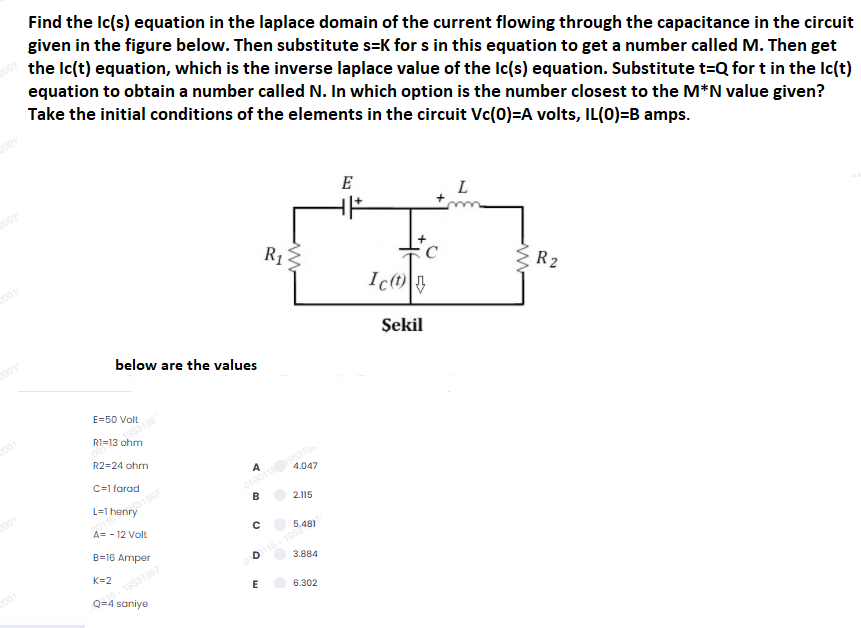 Solved Find the Ic(s) equation in the laplace domain of the | Chegg.com