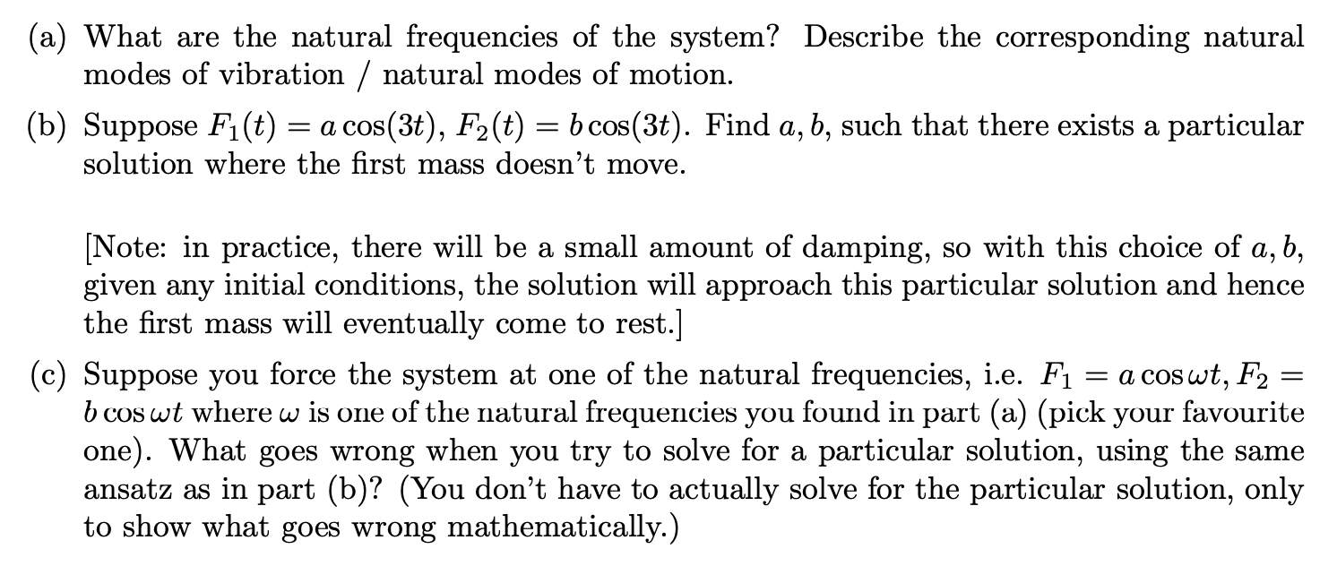 Solved Consider the following system of 2 masses attached by | Chegg.com