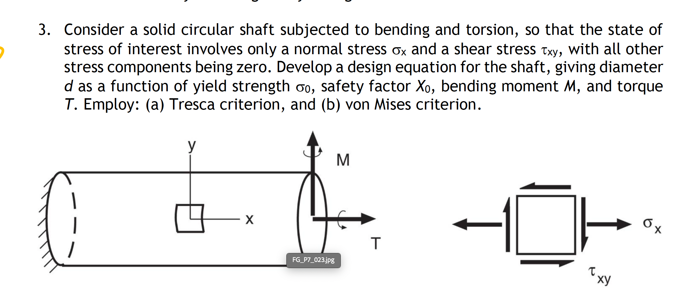 Solved Consider a solid circular shaft subjected to ﻿bending | Chegg.com