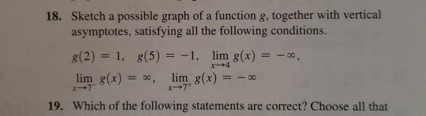 Solved 18. Sketch a possible graph of a function g, together | Chegg.com