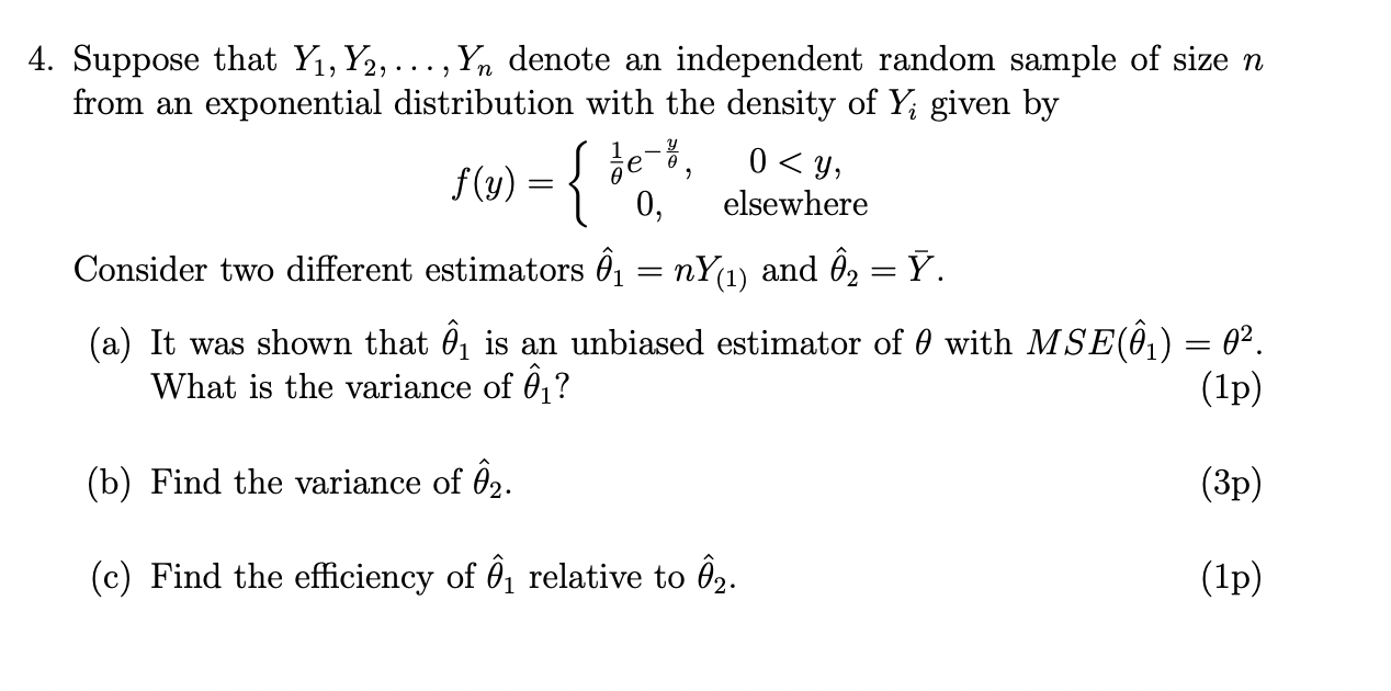 Solved Suppose that Y1,Y2,…,Yn denote an independent random | Chegg.com