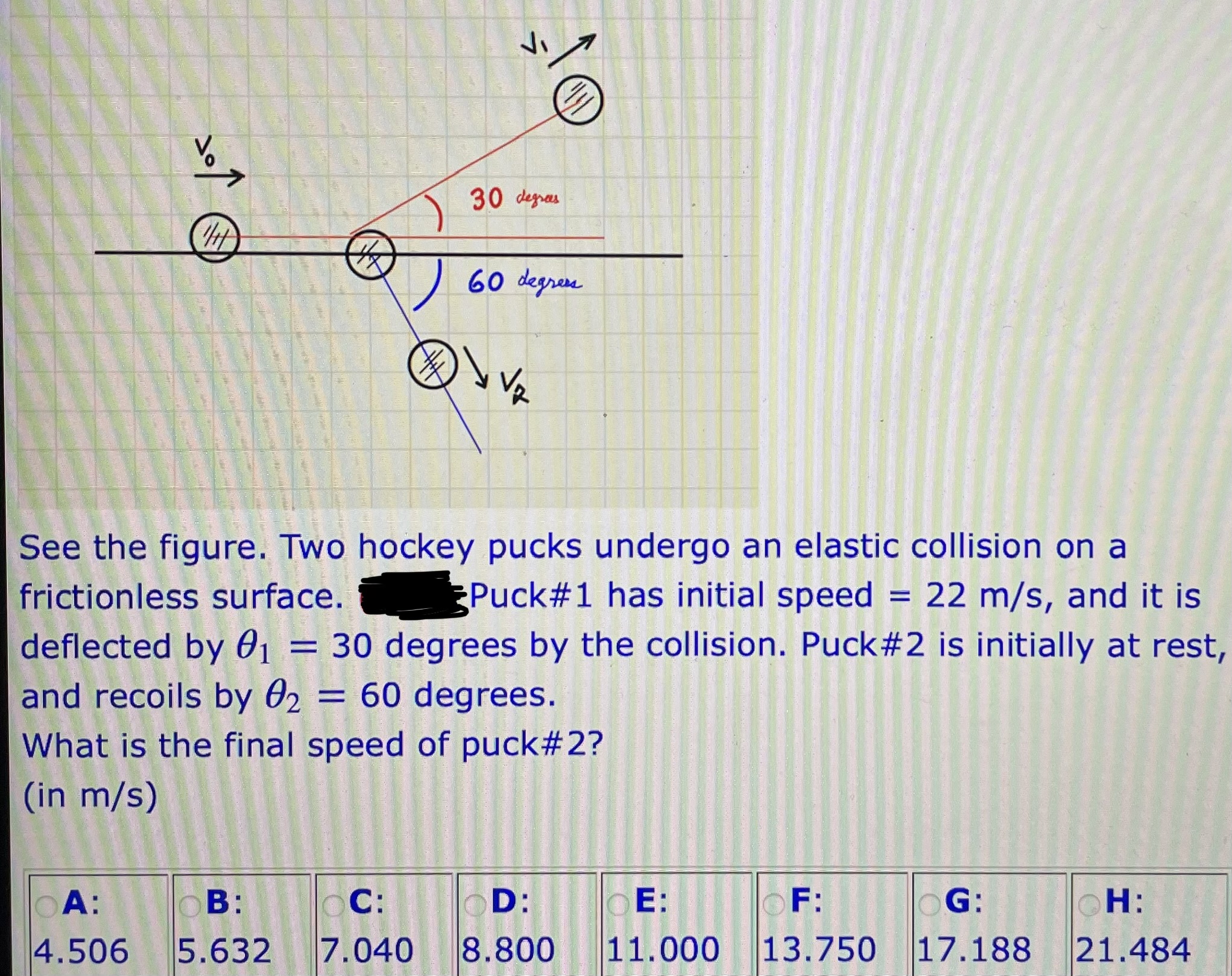 Solved See the figure. Two hockey pucks undergo an elastic | Chegg.com