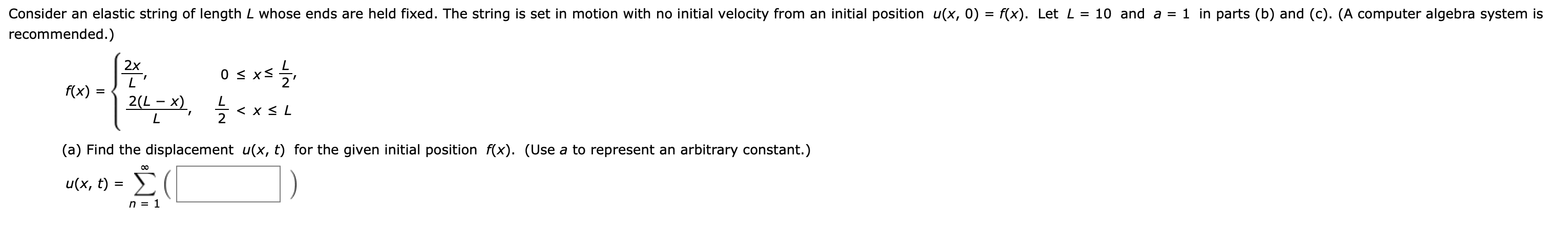 Solved Consider an elastic string of length L whose ends are | Chegg.com