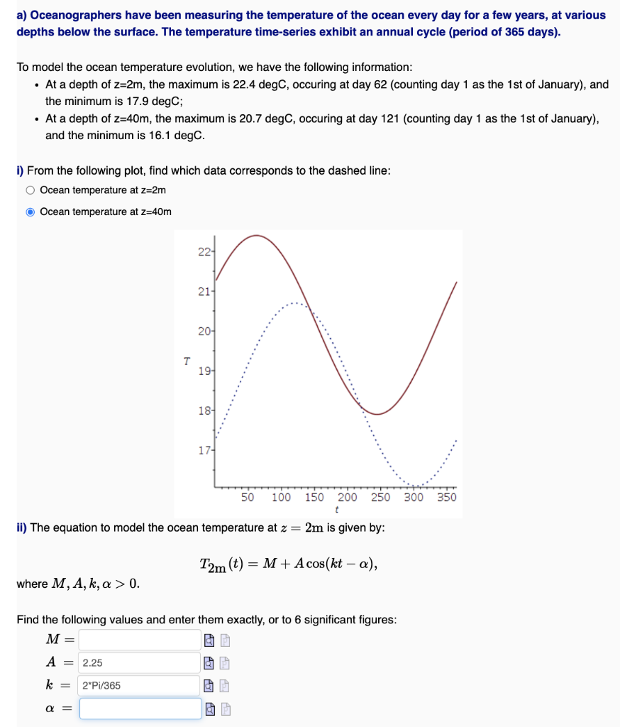a) Oceanographers have been measuring the temperature | Chegg.com