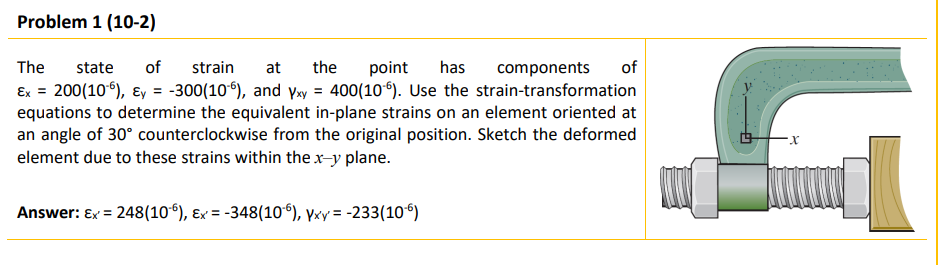 Solved Problem 1 (10-2)The state of ﻿strain at ﻿the point | Chegg.com