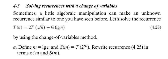 Solved 4-3 Solving recurrences with a change of variables | Chegg.com