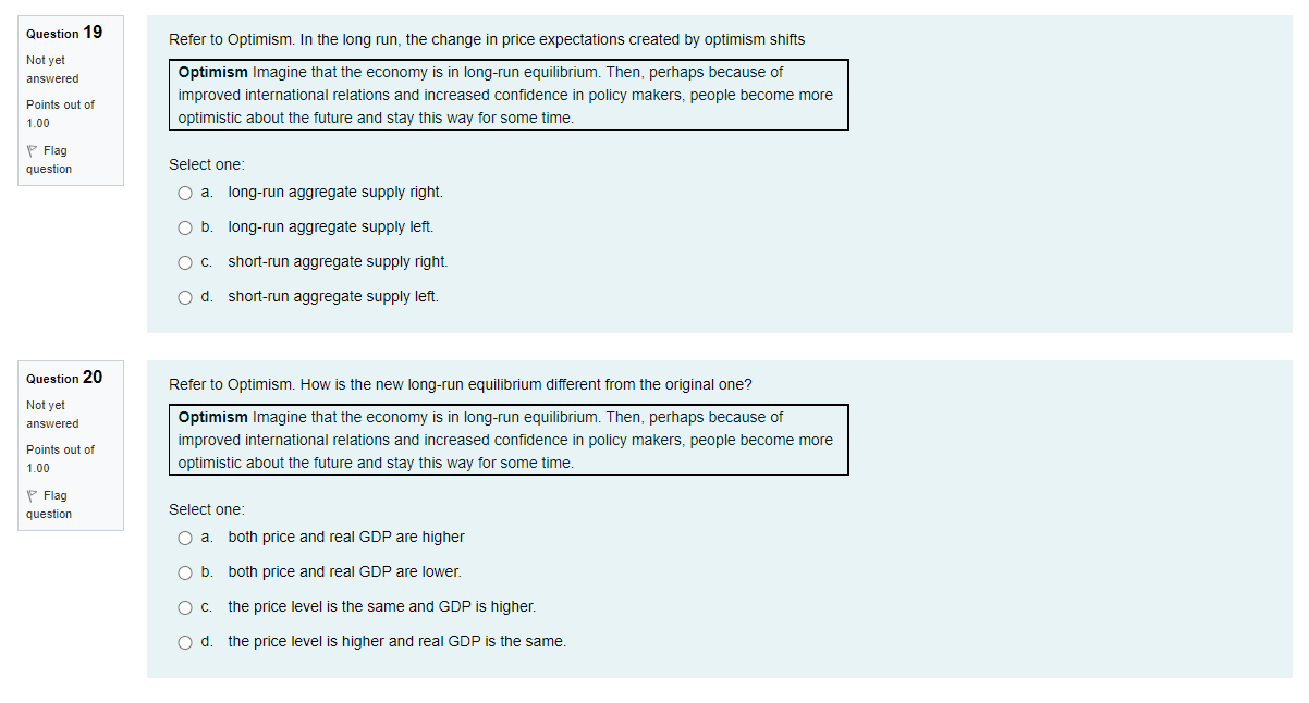 Solved Refer to Optimism. In the Iong run, the change in | Chegg.com