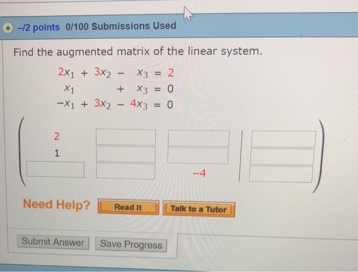 Solved Find the augmented matrix of the linear system. | Chegg.com