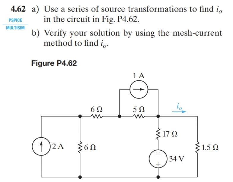 Solved a) Use a series of source transformations to find io | Chegg.com