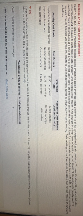 Solved Exercise 17-11 (Part Level Submission) Health 'R Us, | Chegg.com