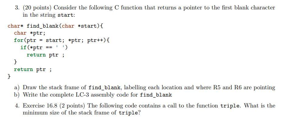 3. (20 points) Consider the following C function that | Chegg.com