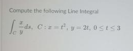 Solved Compute the following Line Integral | Chegg.com
