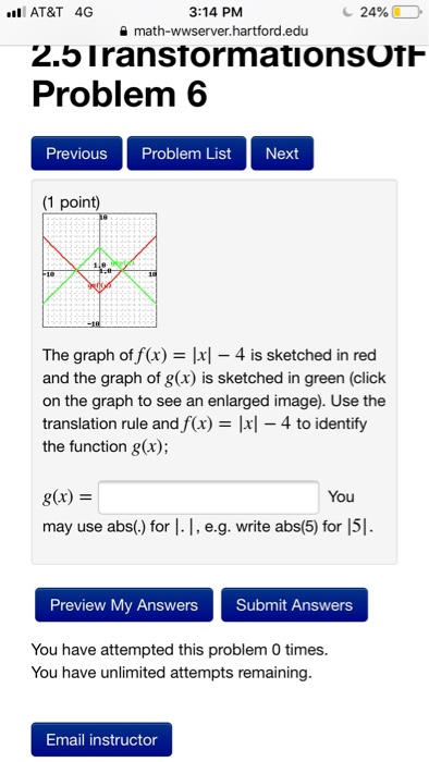 Solved AT&T 4G с 26% 3:12 PM math-wwserver.hartford.edu (1 | Chegg.com
