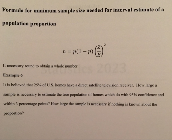 Solved Formula for minimum sample size needed for interval | Chegg.com