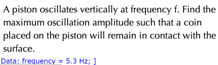 Solved A piston oscillates vertically at frequency f. Find | Chegg.com
