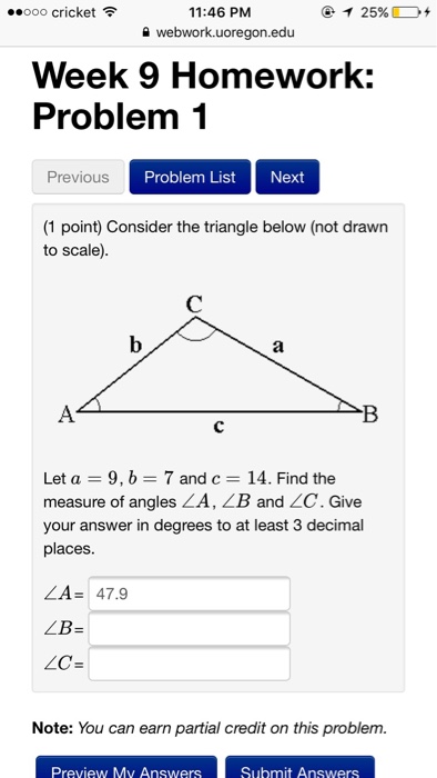 Solved Consider the triangle below (not drawn to scale). | Chegg.com
