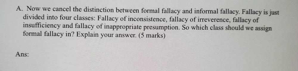 Solved A. Now we cancel the distinction between formal | Chegg.com