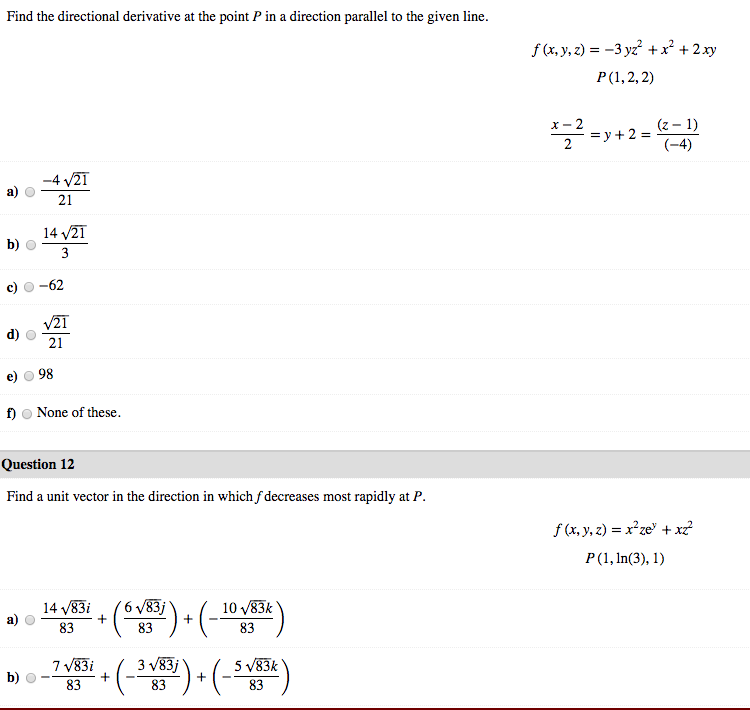Solved Find the directional derivative at the point P in a | Chegg.com