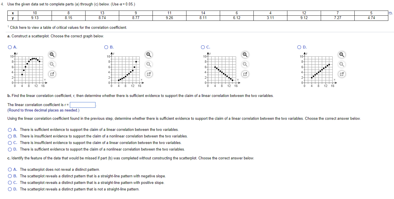 Solved 4. Use the given data set to complete parts (a) | Chegg.com
