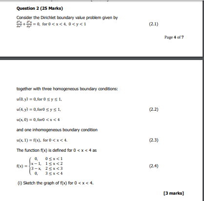 Solved Question 2 (25 Marks) Consider the Dirichlet boundary | Chegg.com