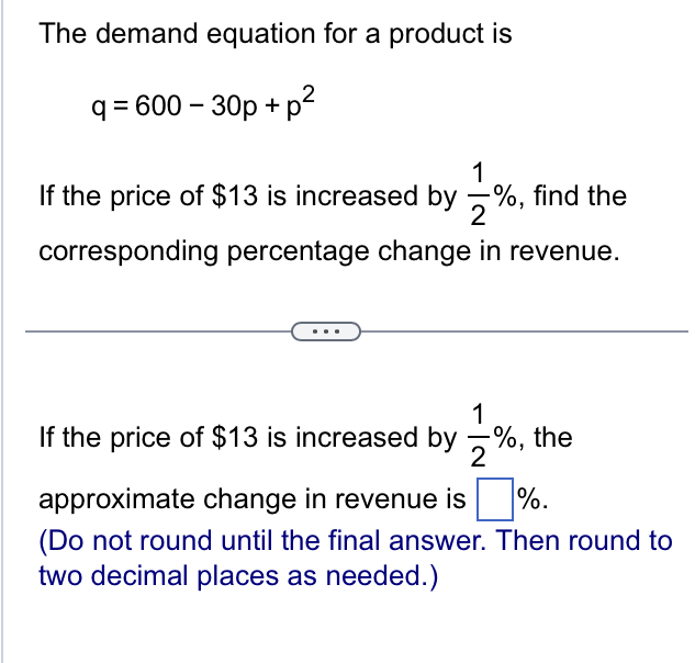 Solved The demand equation for a product isq=600-30p+p2If | Chegg.com