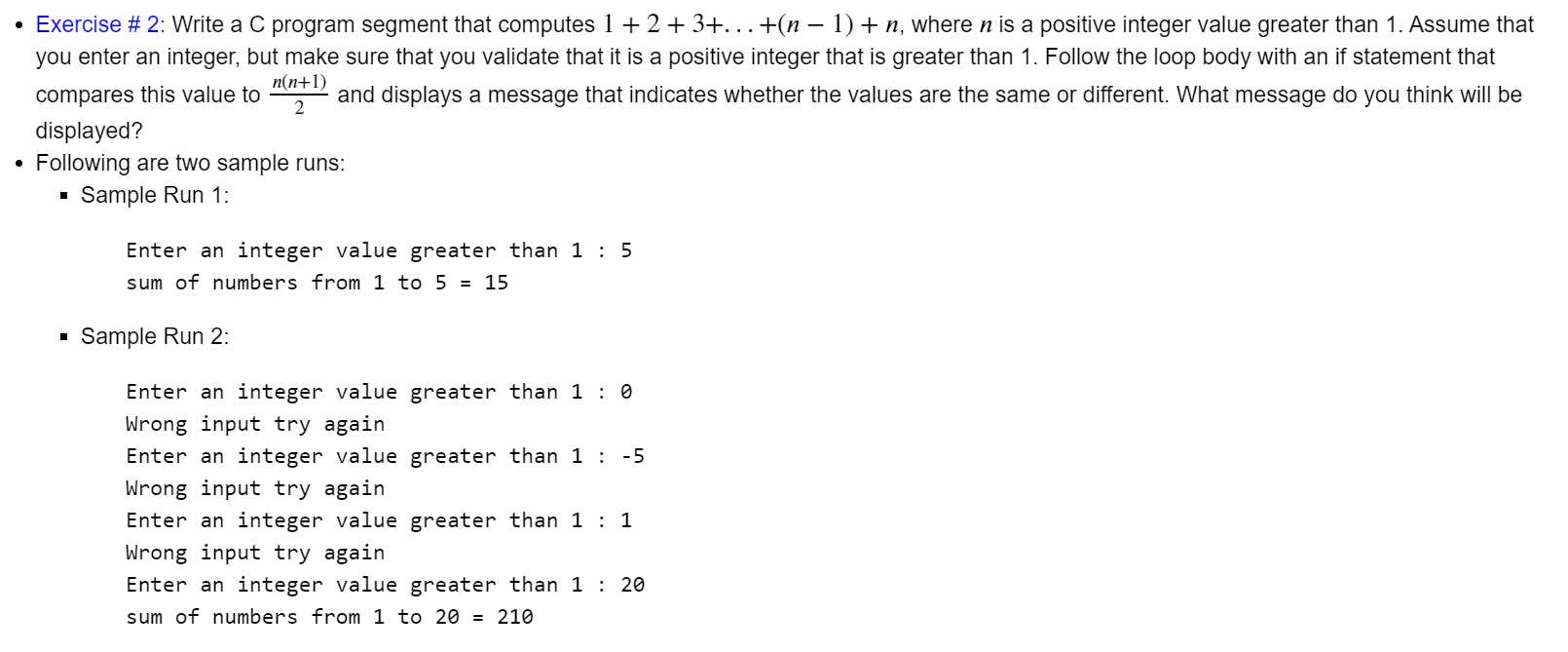 Solved • Exercise # 2: Write a C program segment that | Chegg.com