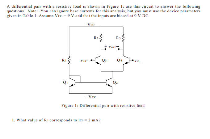 A differential pair with a resistive load is shown in | Chegg.com