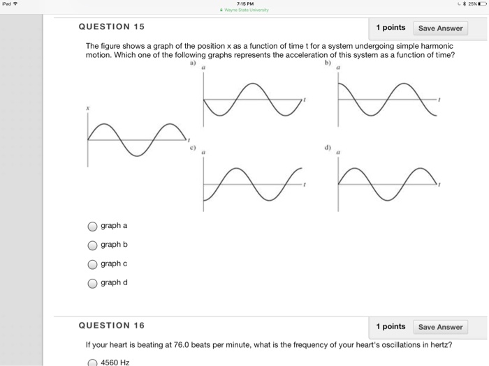 Solved The figure shows a graph of the position x as a | Chegg.com
