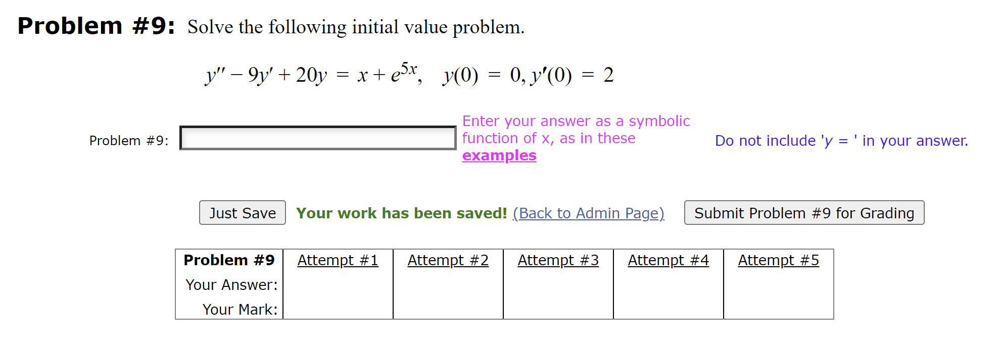 Solved Problem 9 Solve The Following Initial Value 