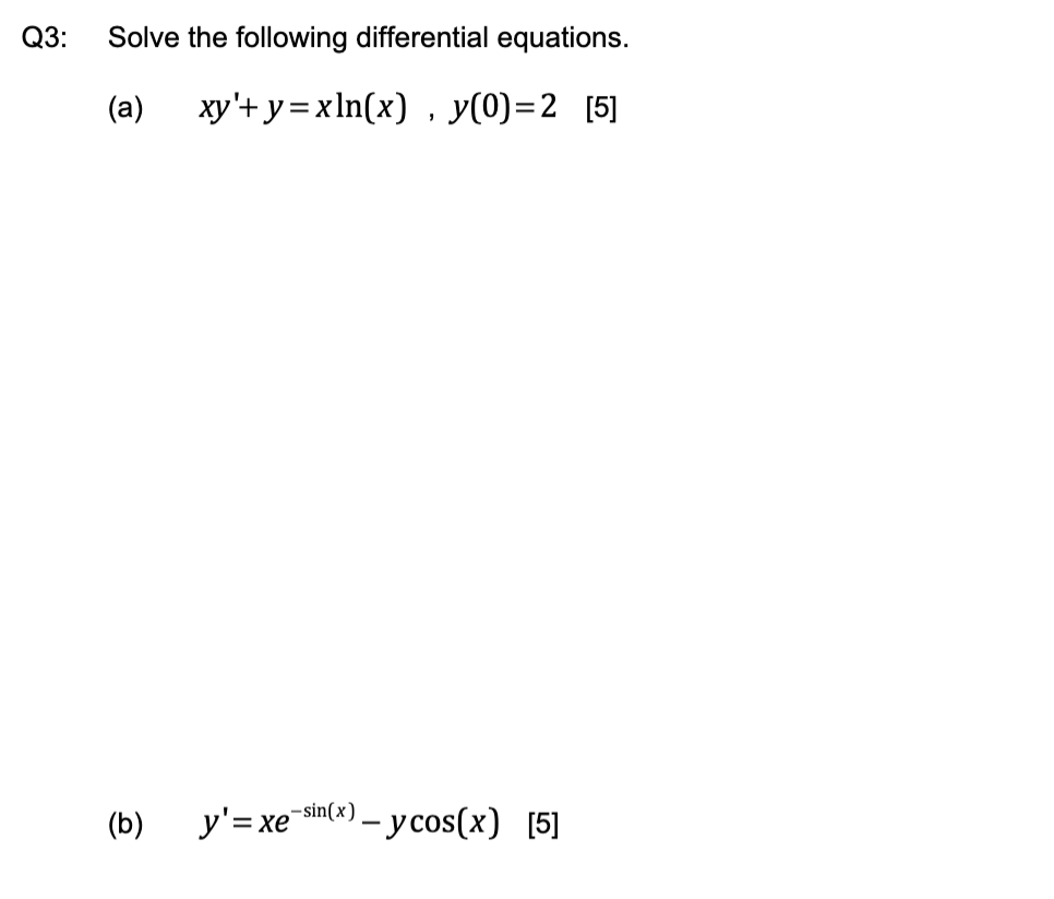 Solved Solve the following differential equations. (a) \\( x | Chegg.com