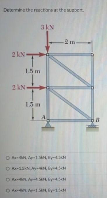 Solved Determine the reactions at the support. 3 KN 2 m 2 KN | Chegg.com