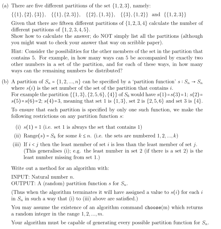 Solved 0,1, (a) There are five different partitions of the | Chegg.com