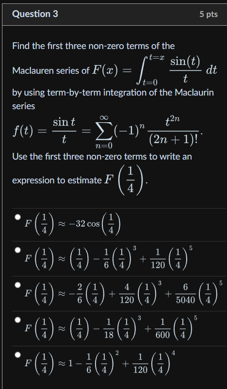 Solved Question 3 5 pts Find the first three non-zero terms | Chegg.com
