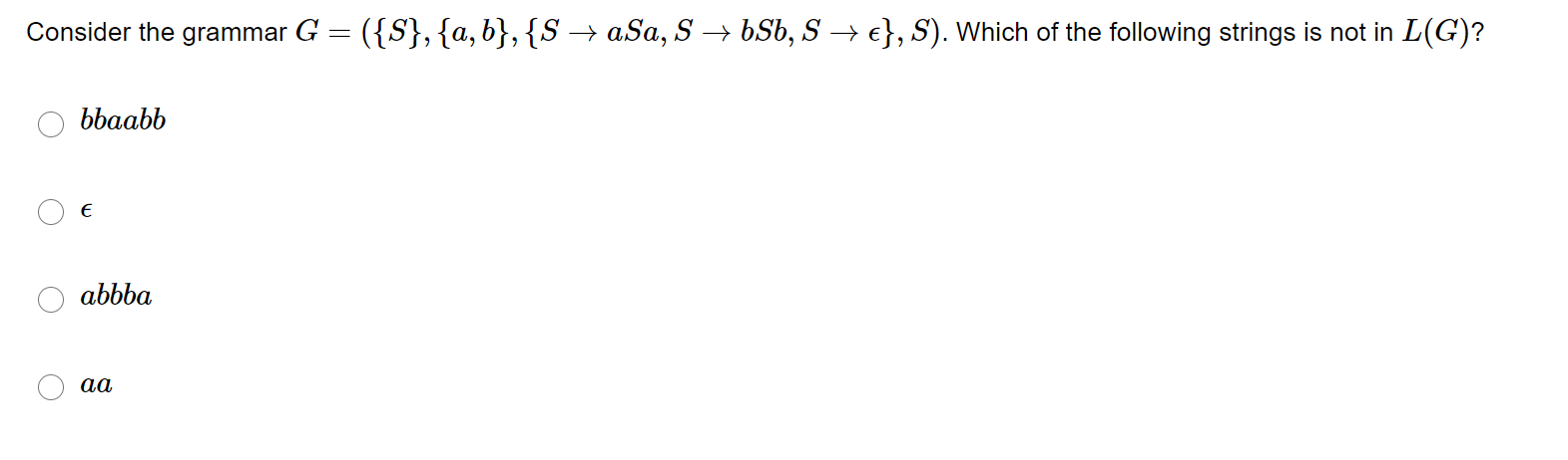 Solved Consider the grammar G = ({S}, {a,b},{S → ab, S → | Chegg.com