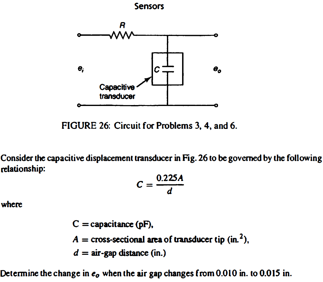 Solved Sensors R ei Bo Capacitive transducer FIGURE 26: | Chegg.com