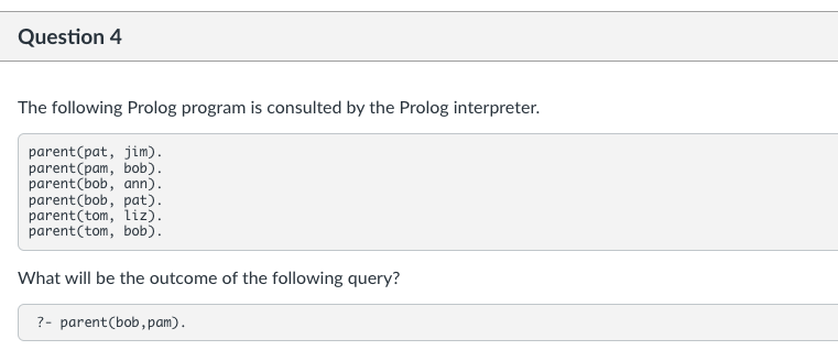 Question 4The following Prolog program is consulted | Chegg.com Question 4The following Prolog program is consulted | Chegg.com