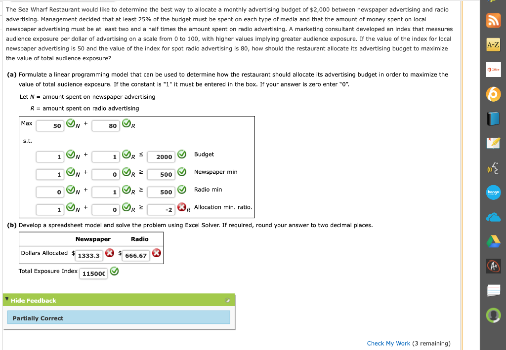 Solved The Sea Wharf Restaurant would like to determine the | Chegg.com