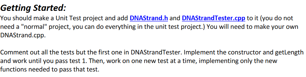 Assignment Instructions Submit files: DNAStrand.cpp / | Chegg.com