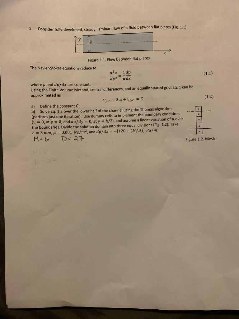 1. Consider fully-develoned. steady, laminar, flow of | Chegg.com