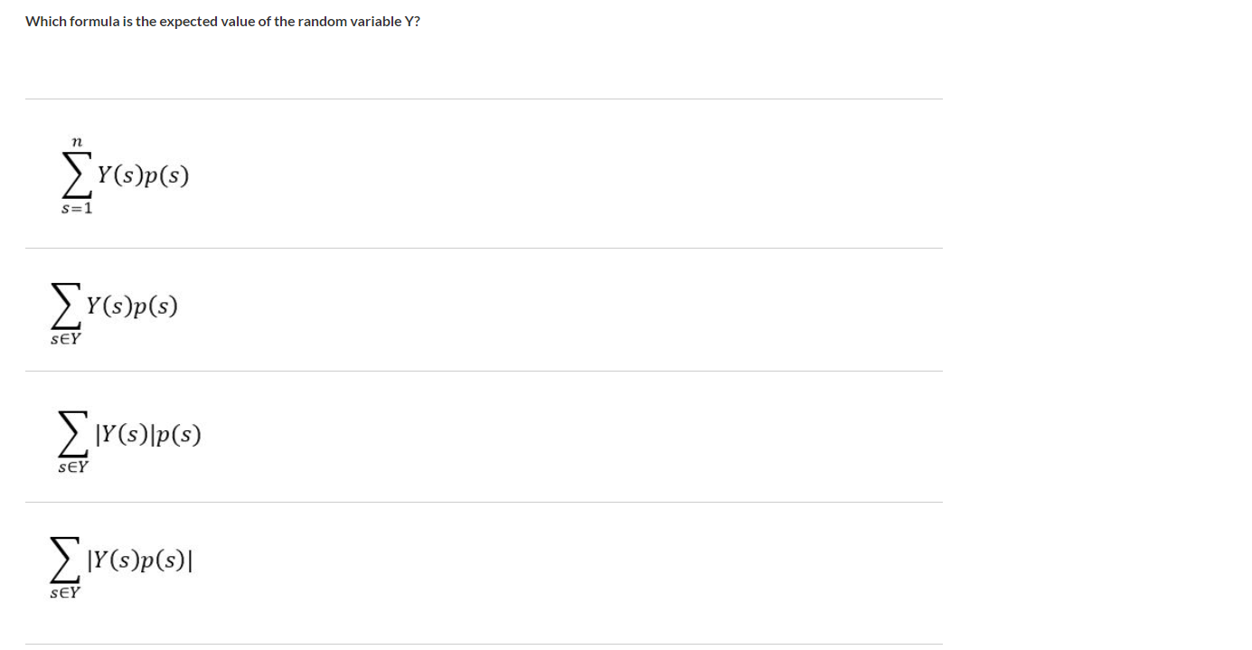 Solved Which formula is the expected value of the random | Chegg.com
