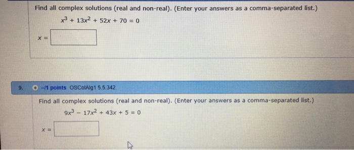 Solved Find all complex solutions (real and non-real). | Chegg.com