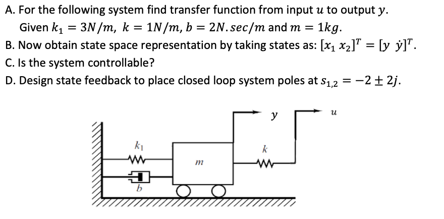 Solved For the following system find transfer function from | Chegg.com