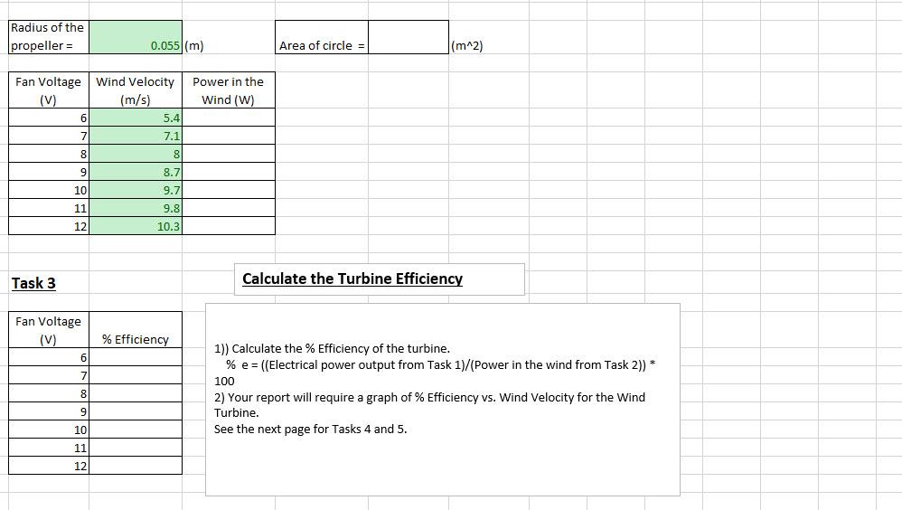 Solved Task 1: Determine the Electrical Output Power from | Chegg.com