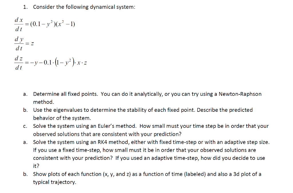 1. Consider the following dynamical system: | Chegg.com