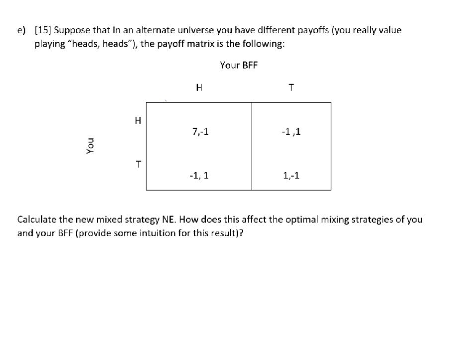 Solved e) [15] ﻿Suppose that in an alternate universe you | Chegg.com