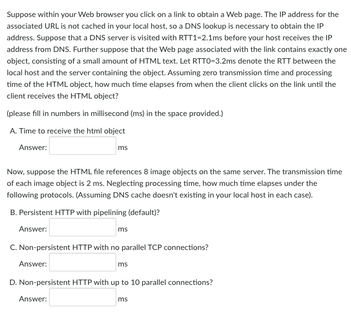 Solved Suppose within your Web browser you click on a link | Chegg.com