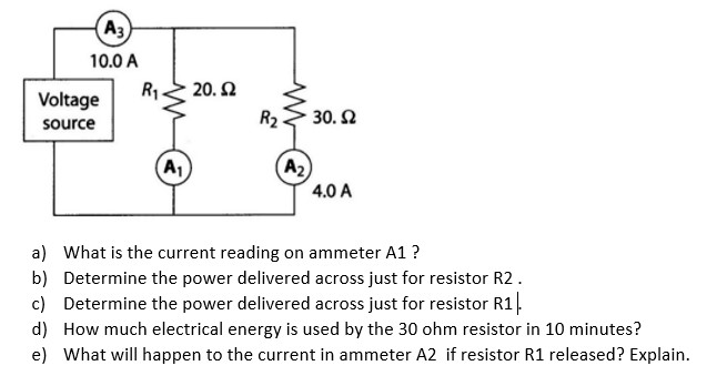Solved a) What is the current reading on ammeter A1 ? b) | Chegg.com