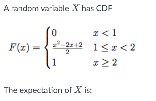 Solved A random variable X has CDF | Chegg.com