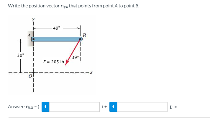 Solved Write the position vector rB/A that points from | Chegg.com