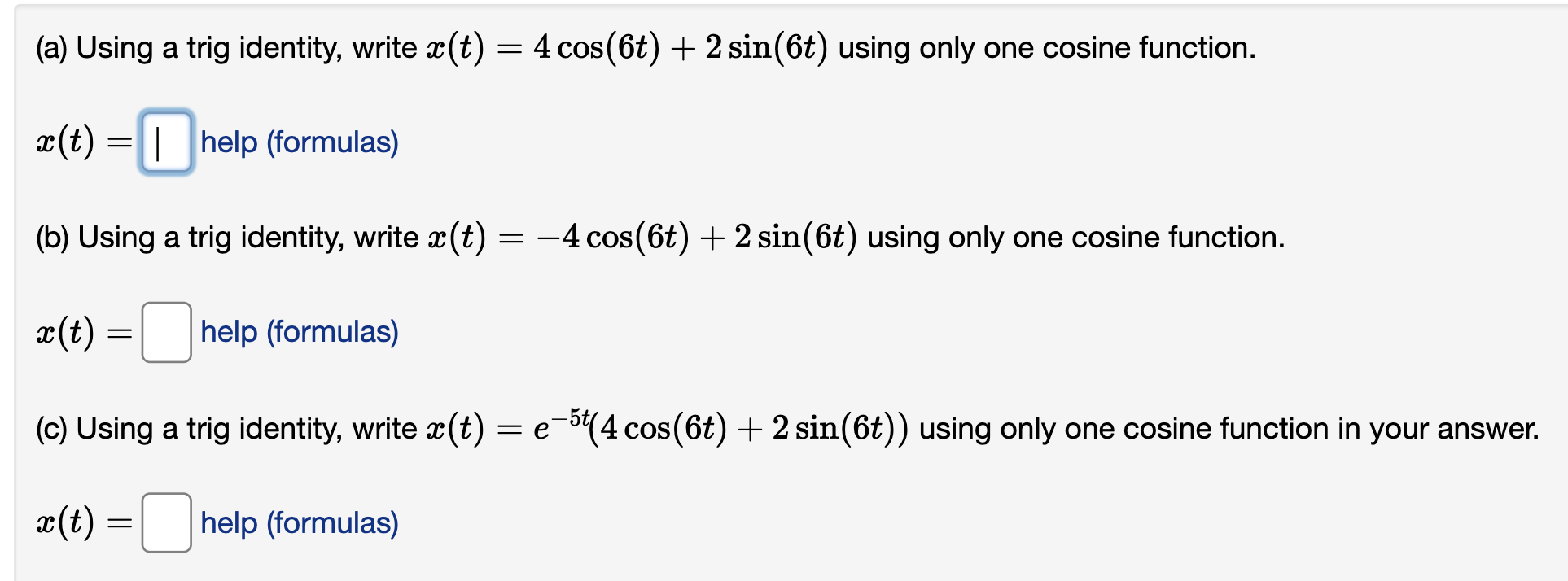 Solved (a) Using a trig identity, write | Chegg.com
